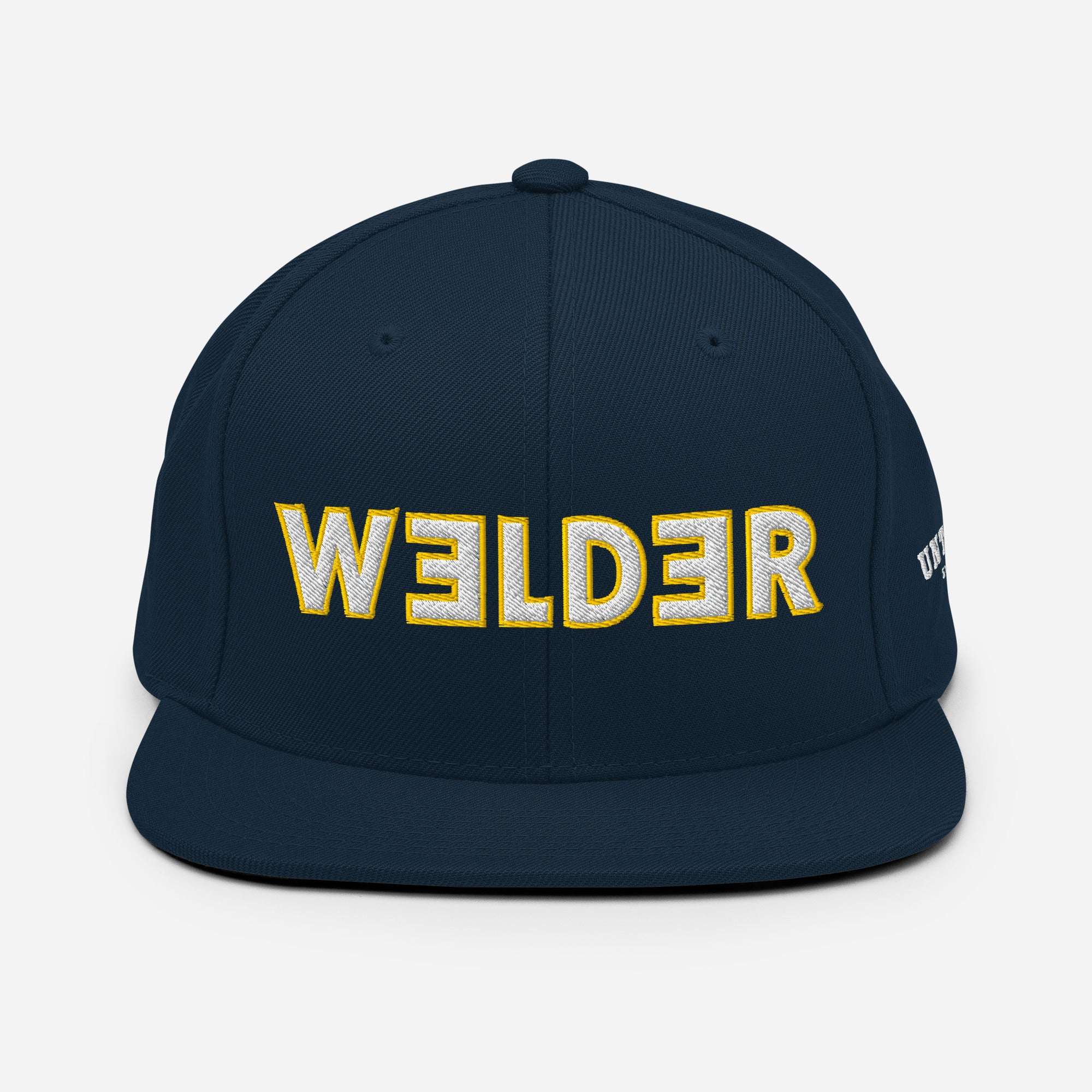 Welder White/Gold Outline Yupoong Original Classic Snapback Hat ...
